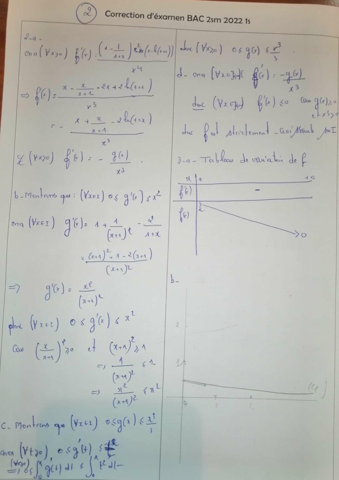 Examen National 2022 Math Bac 2 Science Math Normale Avec Correction ...